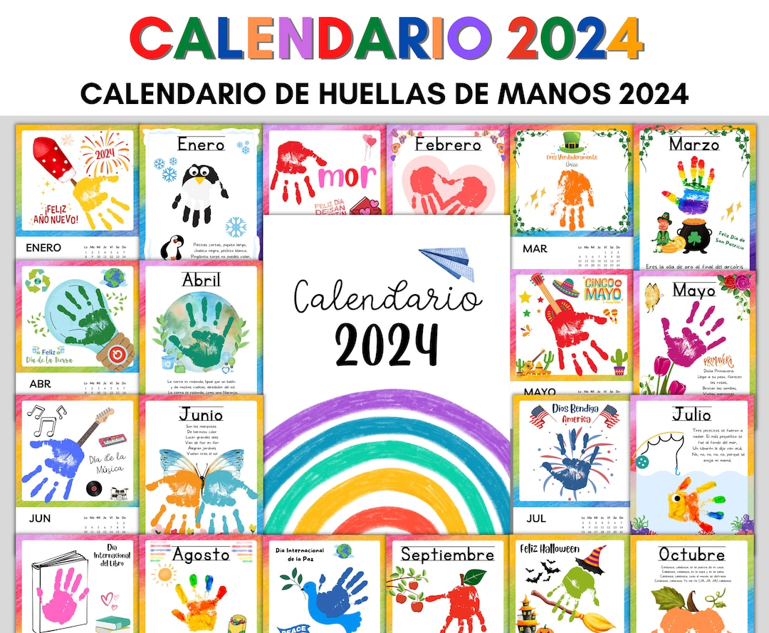 Calendario De Huellas De Manos 2024, Libro De Memoria De Huellas De ...