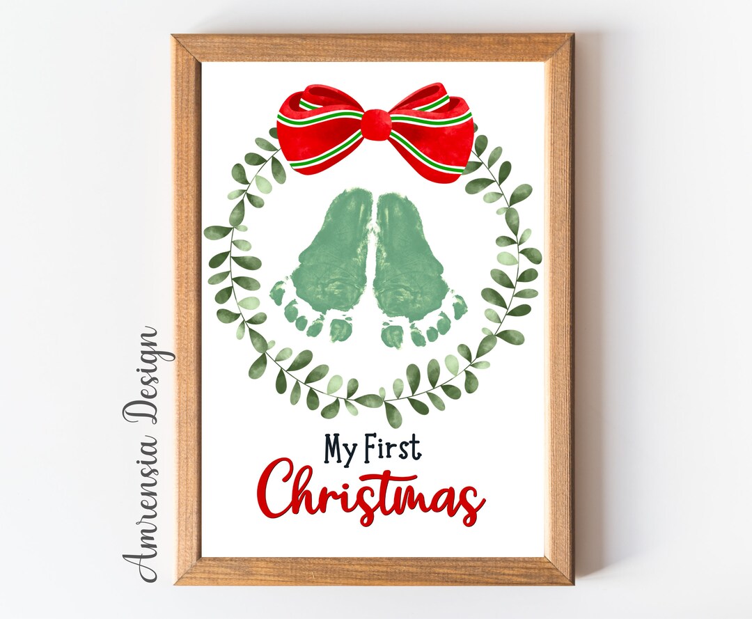 Merry First Christmas Footprint Art, Mistletoes Footprint Craft ...