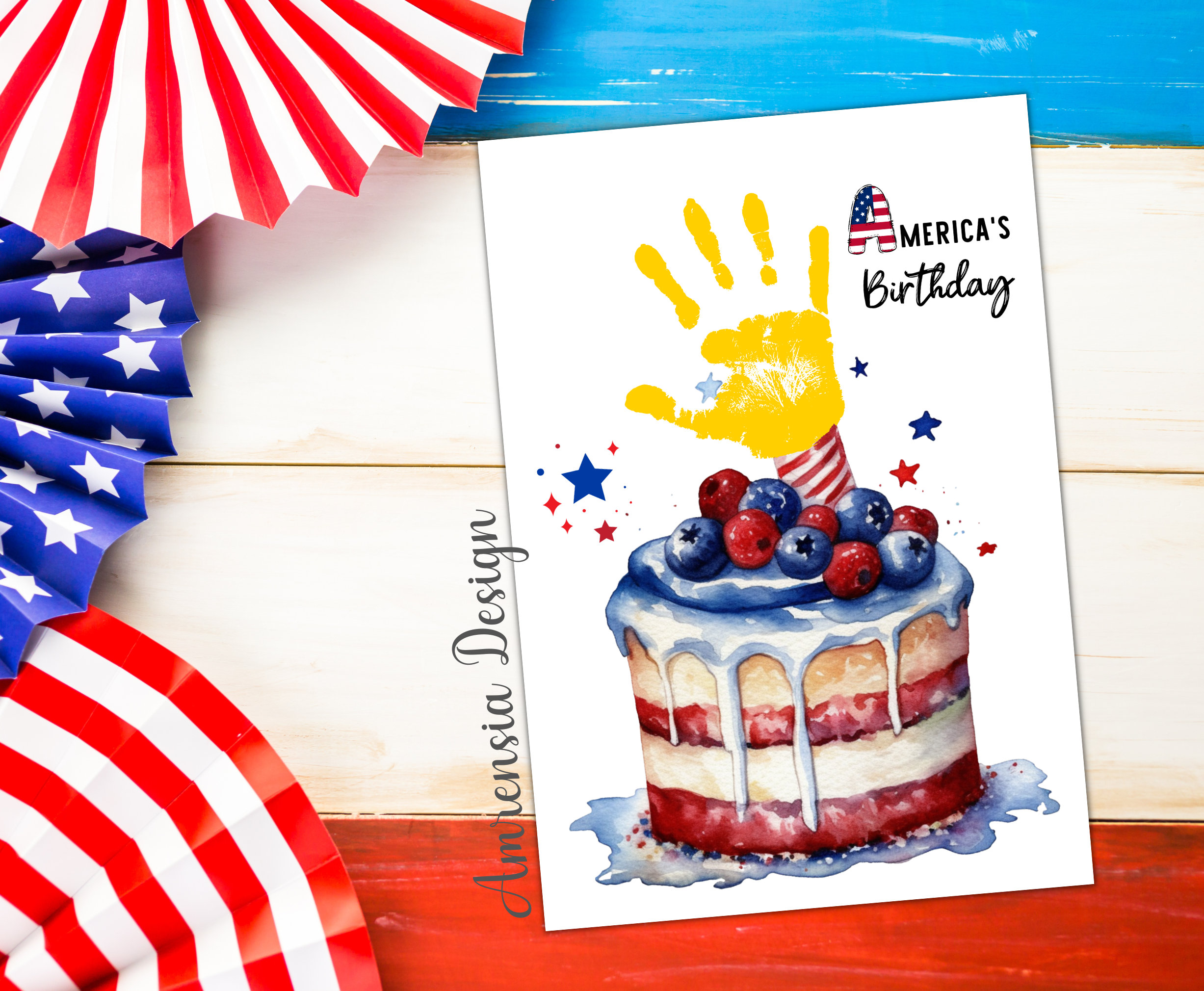 America's Birthday Handprint Printable - 4th of July Crafts ...