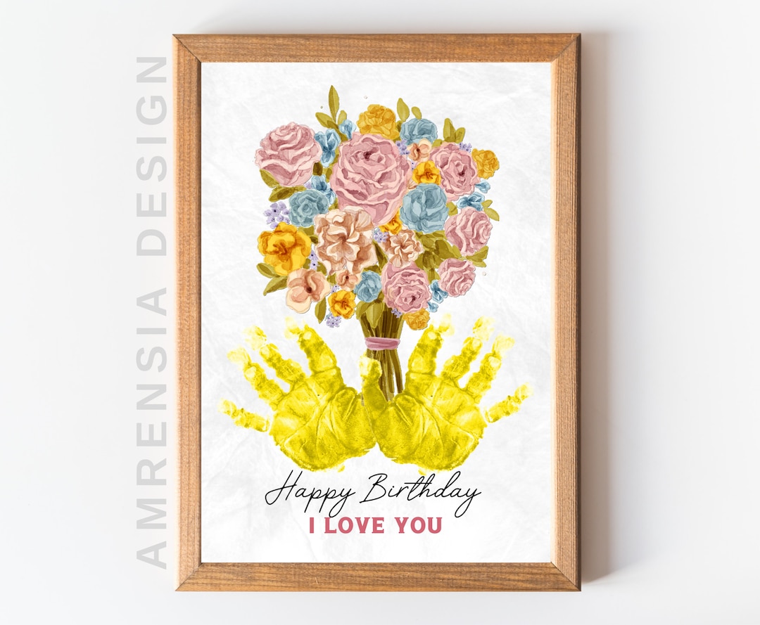 Bouquet Handprint Art, Keepsake Craft, Birthday Gift, Bouquet Flower ...