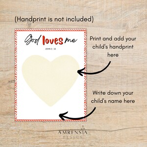 God Loves Me, Sunday School Handprint, Christian Craft for Kids, School ...