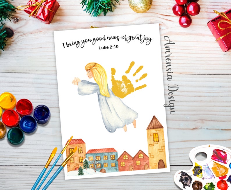 Angel Handprint Art Christmas Handprint Art Winter Craft - Etsy