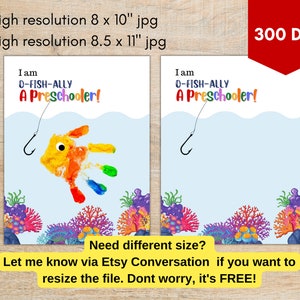 O FISH Ally a Preschooler Handprint Art First Day of School Handprint ...