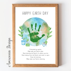 Happy Earth Day Poem Earth Hour Go Green Handprint Art Kids Baby ...
