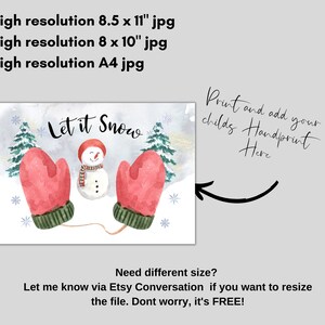 Christmas Handprint Art, Let It Snow Snowman Mittens, Home Decoration ...