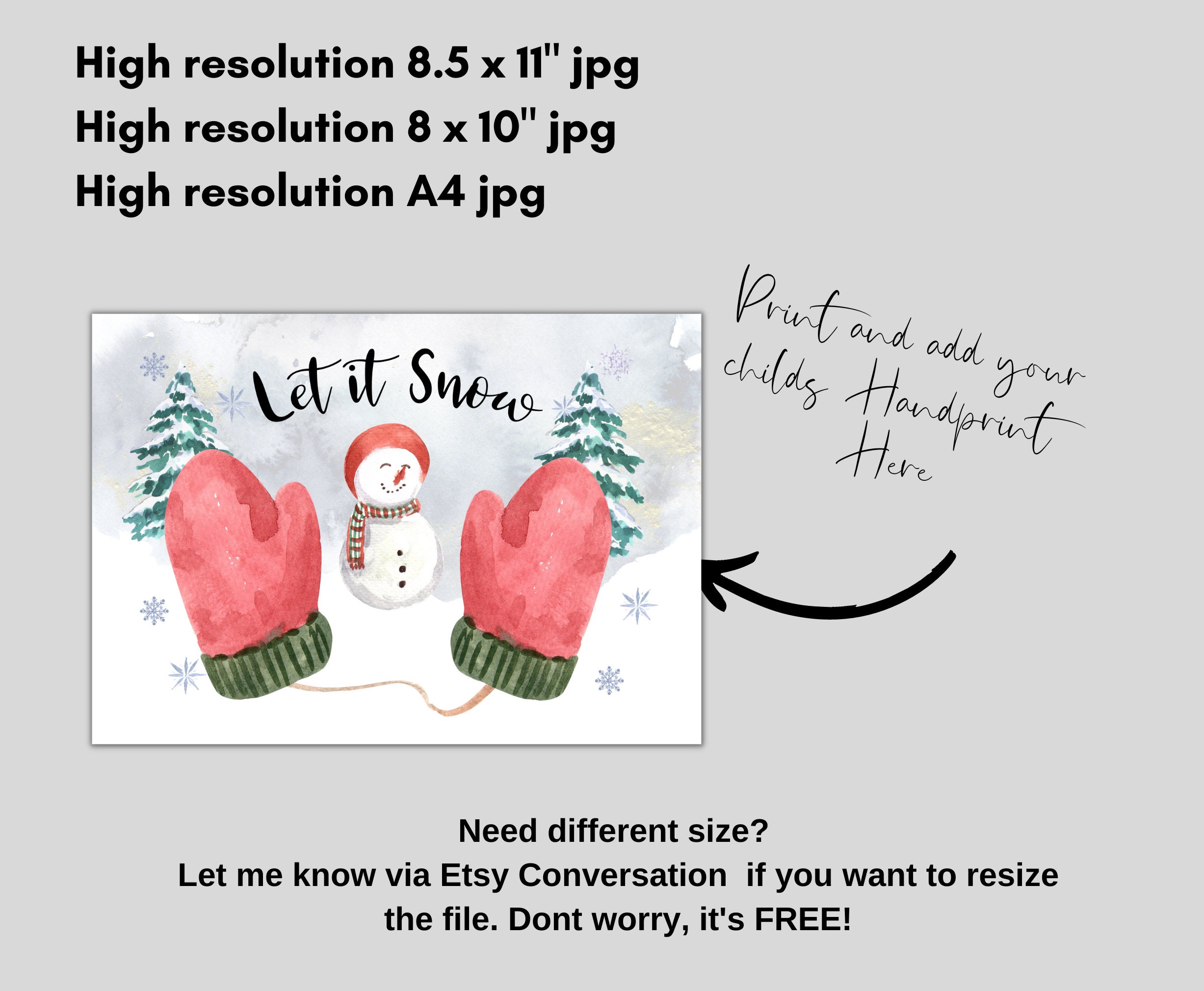 Christmas Handprint Art, Let It Snow Snowman Mittens, Home Decoration ...