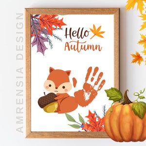 Hello Autumn Handprint Art, Autumn Fall Craft, Handprint Preschool ...