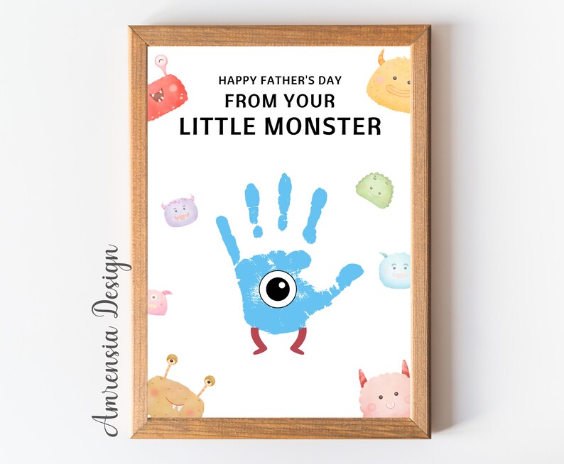 Happy Fathers Day From Your Little Monster Handprint Keepsake - Etsy