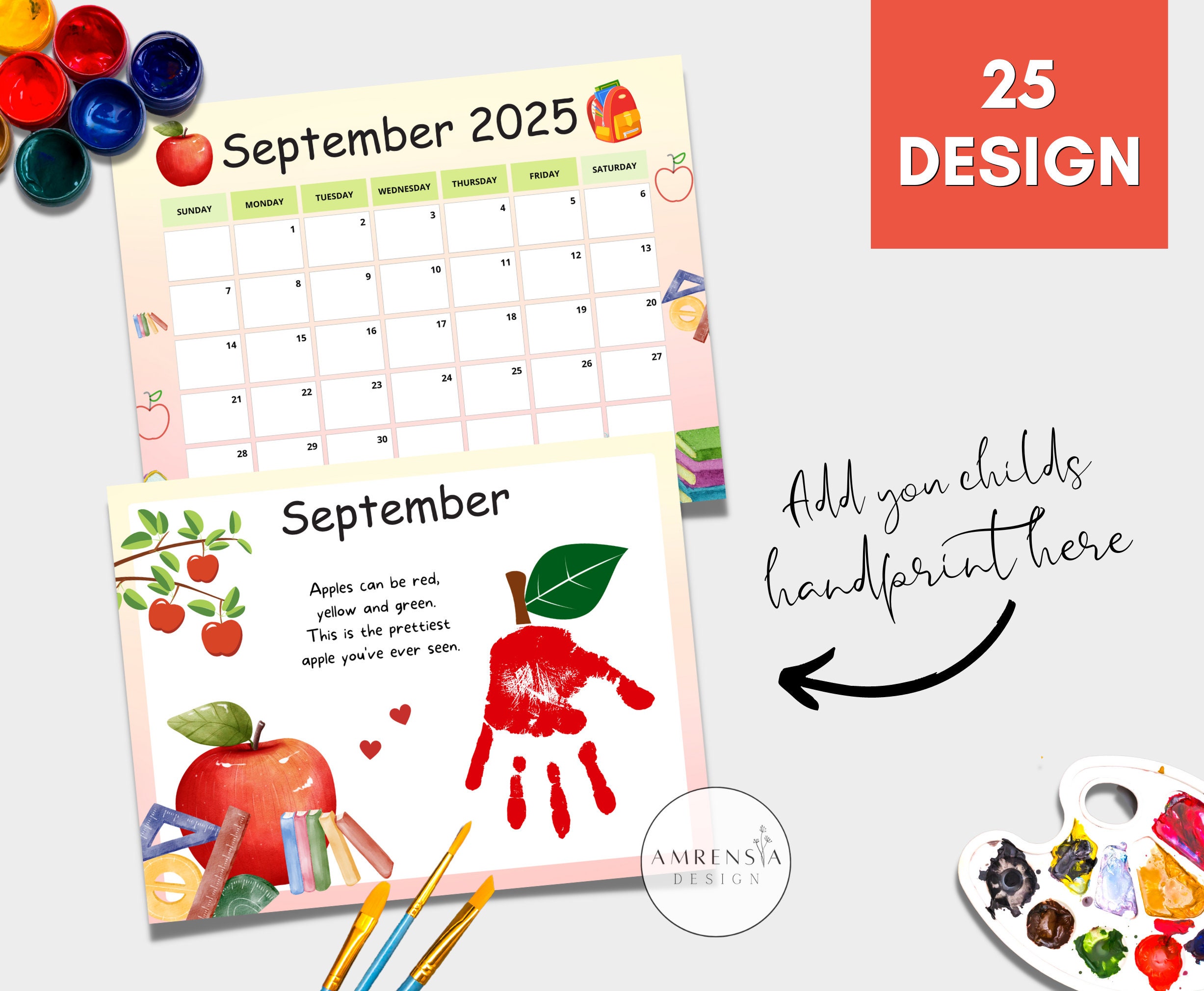 My Handprint Calendar 2026, Memory Book Printable for Prek, Preschool ...