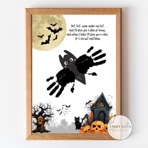 Bat Halloween Poem, Halloween Handprint Art, Happy Halloween Keepsake ...