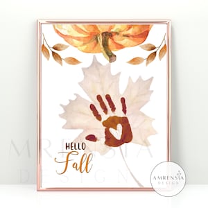 Hello Fall Craft Printable Hand Print Art, Easy Craft for Baby Toddler ...