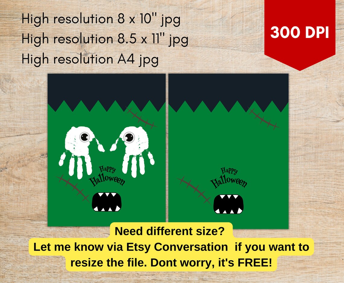 Frankenstein Handprint Art Craft Happy Halloween Keepsake - Etsy