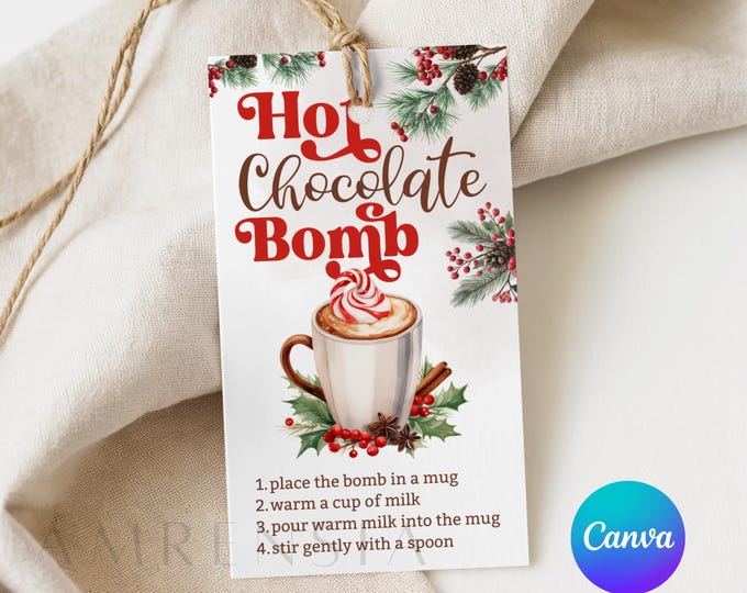 EDITABLE Hot Cocoa Bomb Tags, Printable North Pole Hot Chocolate Bomb ...