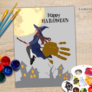 Witch Broom Stick Halloween Handprint Art,happy Halloween Keepsake ...