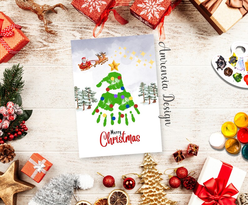 Christmas Tree Handprint Art Footprint Art Winter Craft Home - Etsy