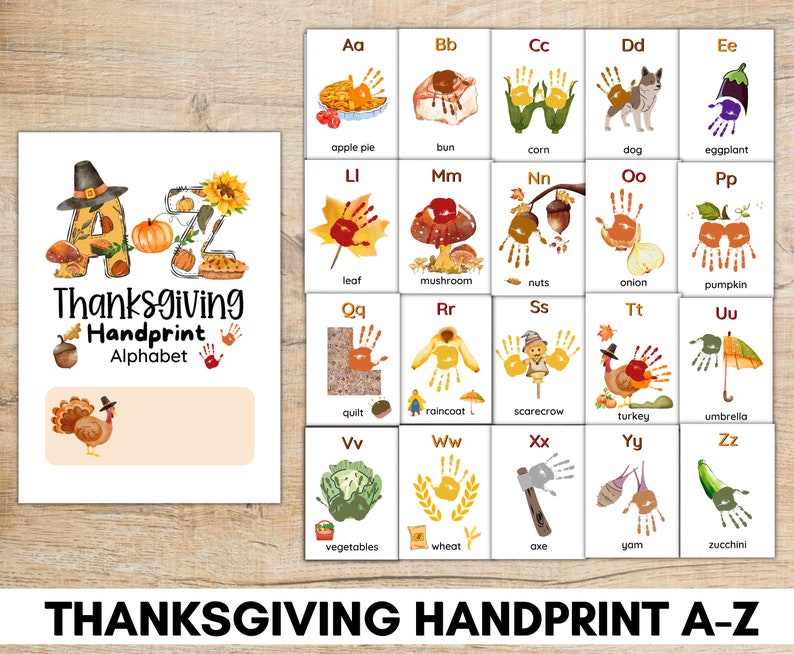 A to Z Thanksgiving Handprint Alphabet, Learning Alphabet, Keepsake ...