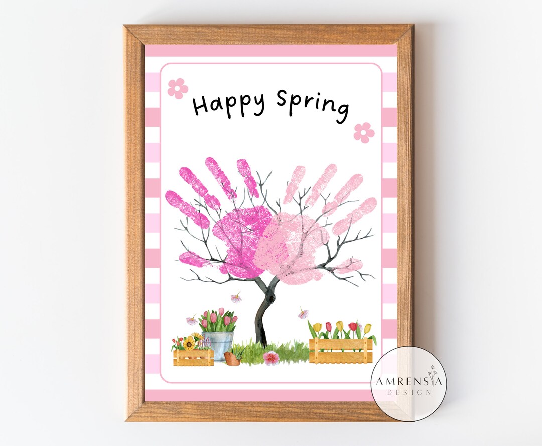 Happy Spring Handprint Art, Spring Activity, Toddler Baby Kids Craft ...