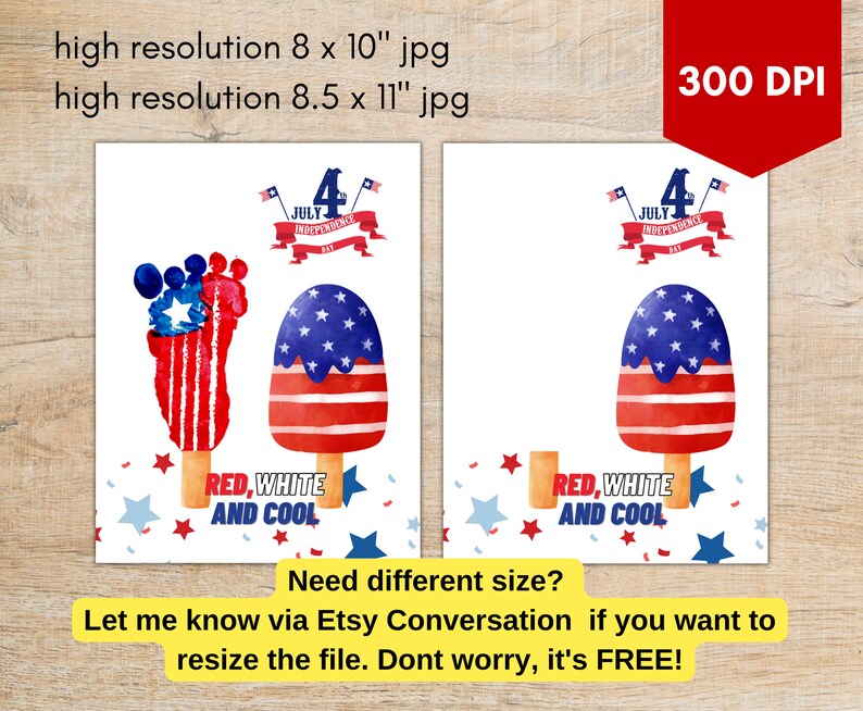 Red White and Cool Easy Footprint Craft for Happy 4th of - Etsy