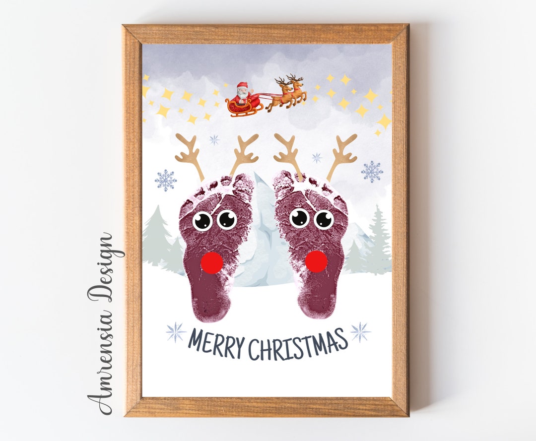 Christmas Handprint Art, Reindeer Footprint Art Winter Craft, Home ...