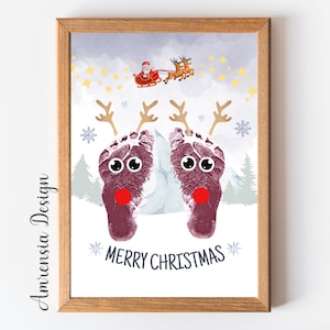 Christmas Handprint Art, Reindeer Footprint Art Winter Craft, Home ...