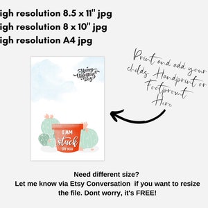 Valentine Handprint Art, Cactus I Am Stuck on You, Printable Template ...