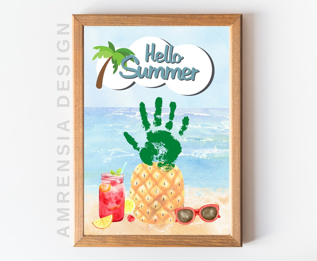 Summer Craft Activity for Toddlers, Pineapple Hand Print Art Template ...