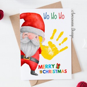 Printable Christmas Card, Santa Christmas Handprint Art, Kids Craft ...