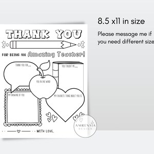 Thank You Teacher Coloring Page for Teacher Appreciation Week Gift for ...