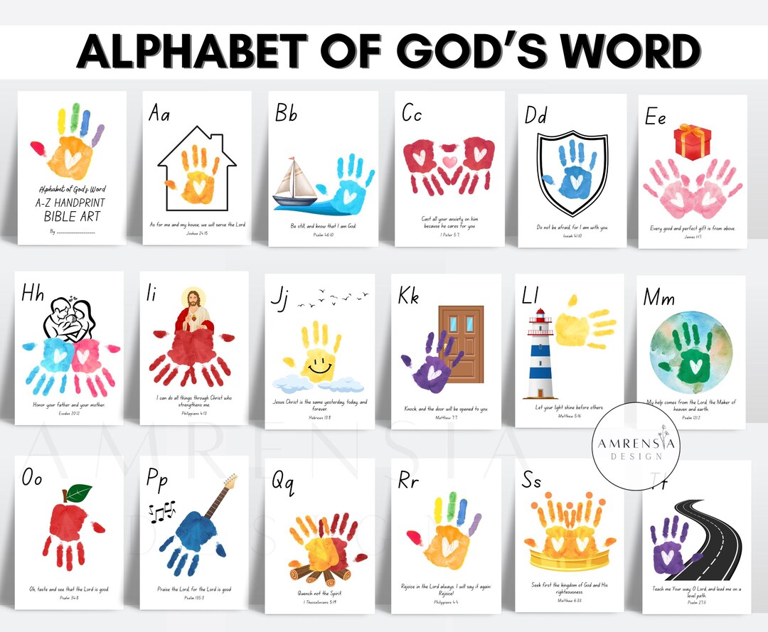 Alphabet of God's Word A to Z Bible Handprint Art Christian Handprint ...