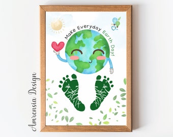 6 DESIGN Happy Earth Day Earth Hour Go Green Handprint Footprint Art ...