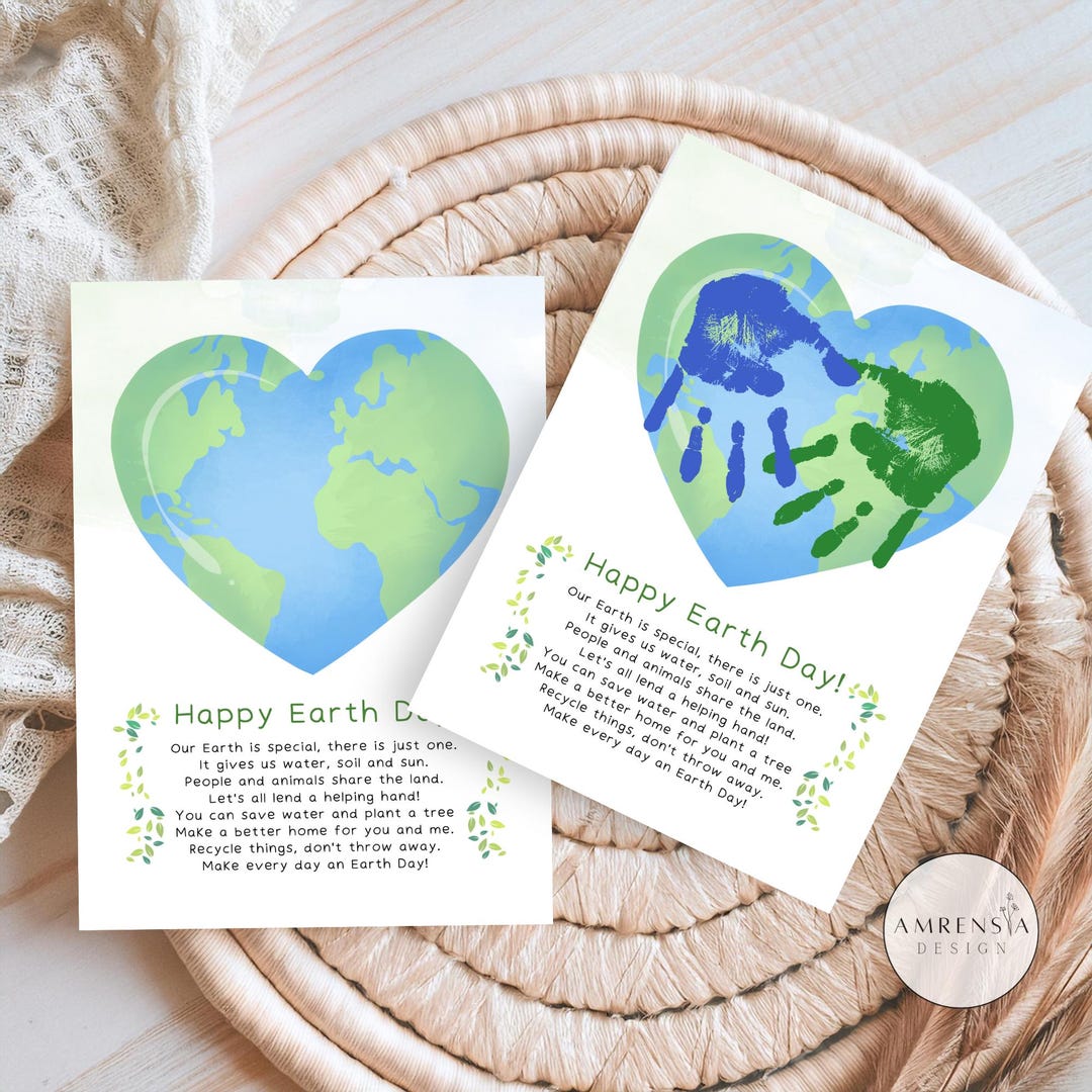 Happy Earth Day Poem Earth Hour DIY Craft Go Green Handprint Art Kids ...
