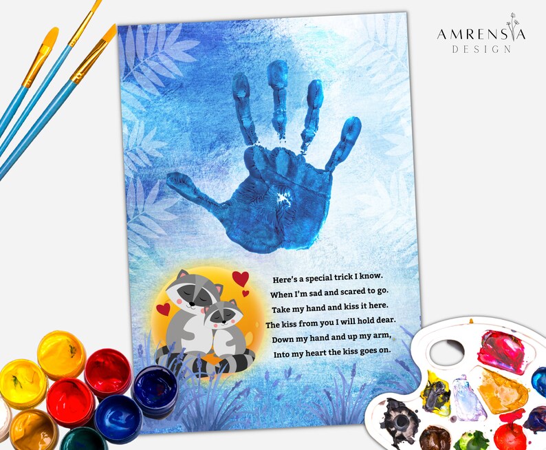 Handprint Art the Kissing Hand Book Raccoon, My First Day of Preschool ...