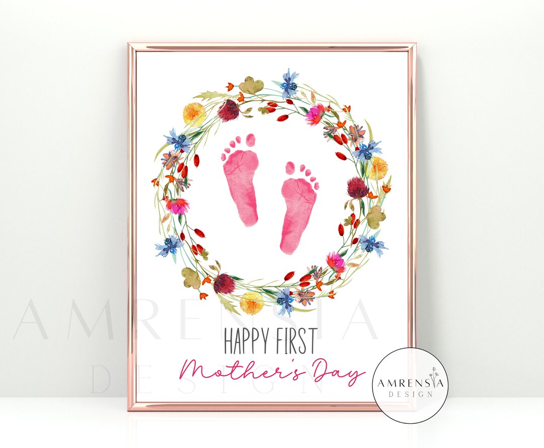 Happy First Mother's Day Footprint Art, Baby Toddler Kids Craft, Gift ...