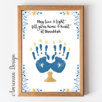 Hanukkah Chanukah Handprint Fingerprint Art Craft | Happy Hanukkah Card ...