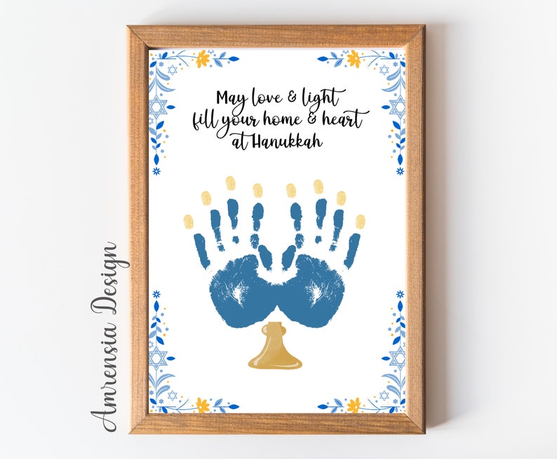 Hanukkah Craft Handprint Fingerprint Art Template Printable - Etsy
