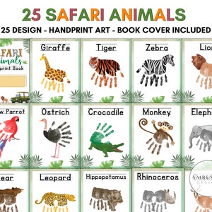 25 Design Safari Animals Handprint Art Kit for Toddlers, Preschoolers ...