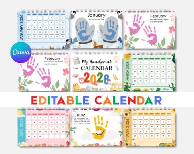 2026 Handprint Calendar, DIY Handprint Art for Kids, Preschool ...