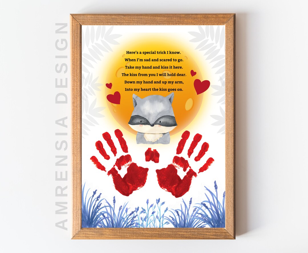 Handprint Craft the Kissing Hand Book Raccoon, My First Day of School ...