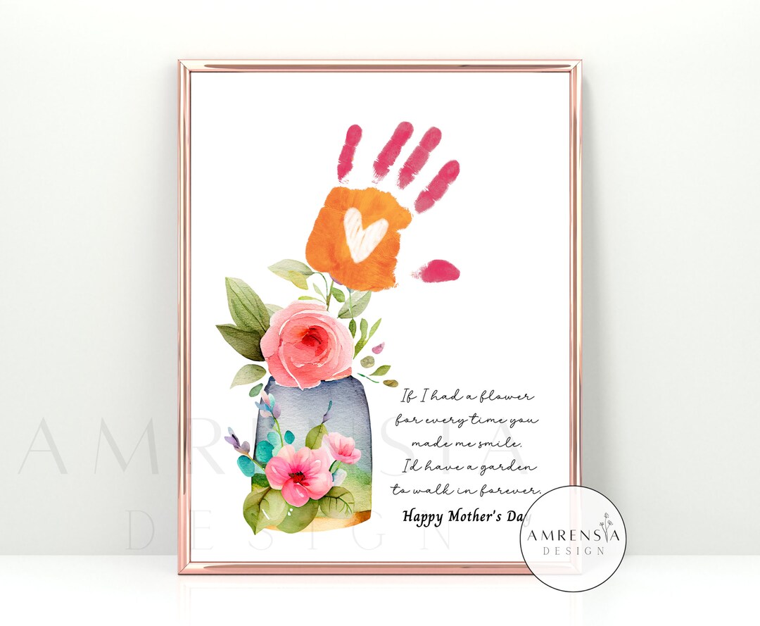Poem for Mom, Happy Mother's Day Handprint Art, Baby Toddler Kids Craft ...