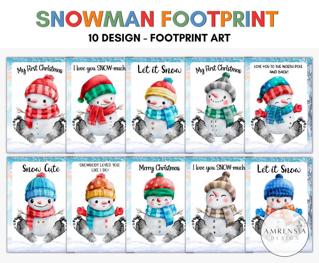 Bundle Snowman Footprint Art, Snowman Craft, Christmas Home Decoration ...