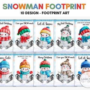Bundle Snowman Footprint Art, Snowman Craft, Christmas Home Decoration ...