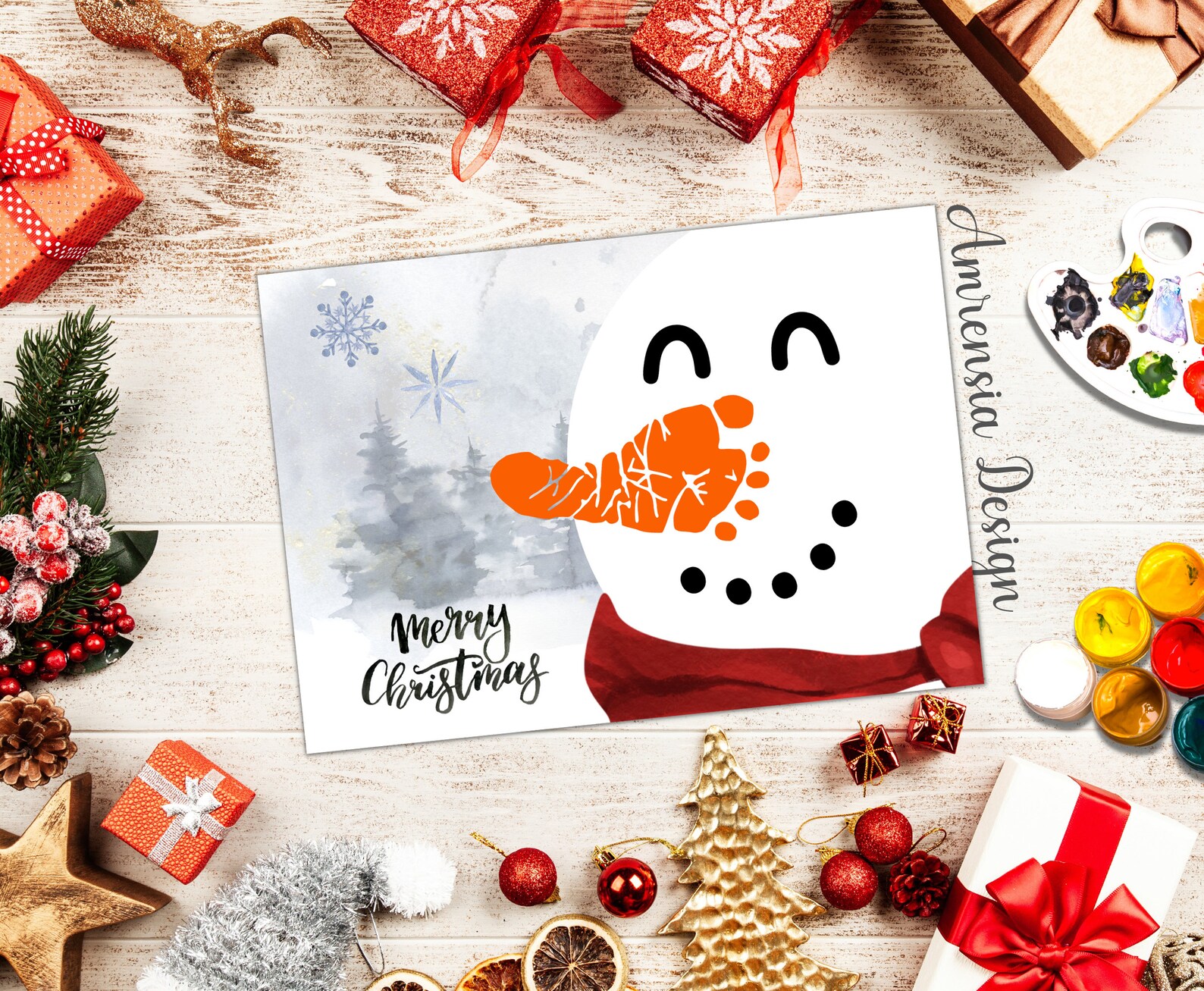 Snowman Footprint Art Snowman Craft Home Decoration Winter - Etsy UK