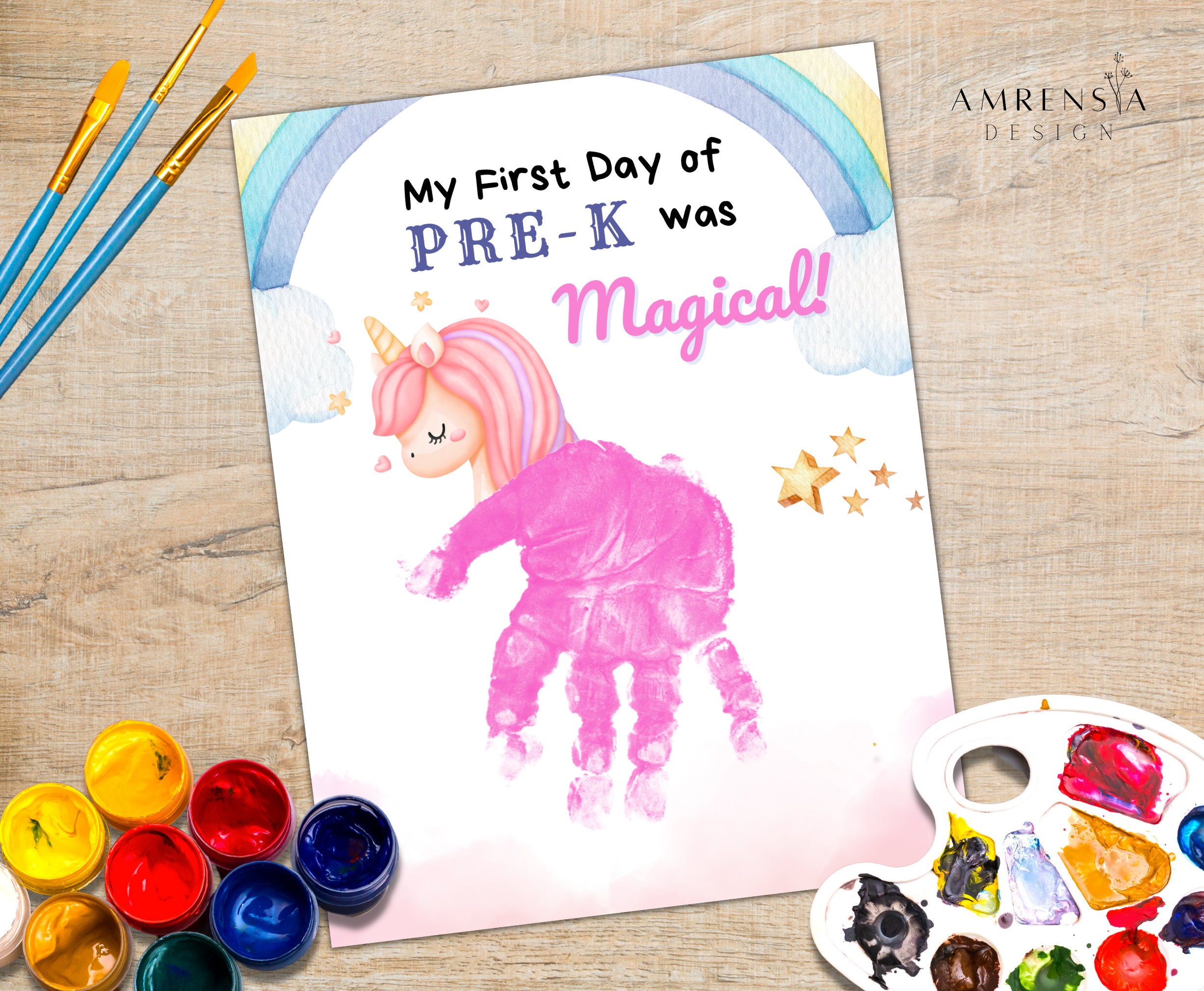 Unicorn First Day of Pre-k Handprint Art First Day of School - Etsy