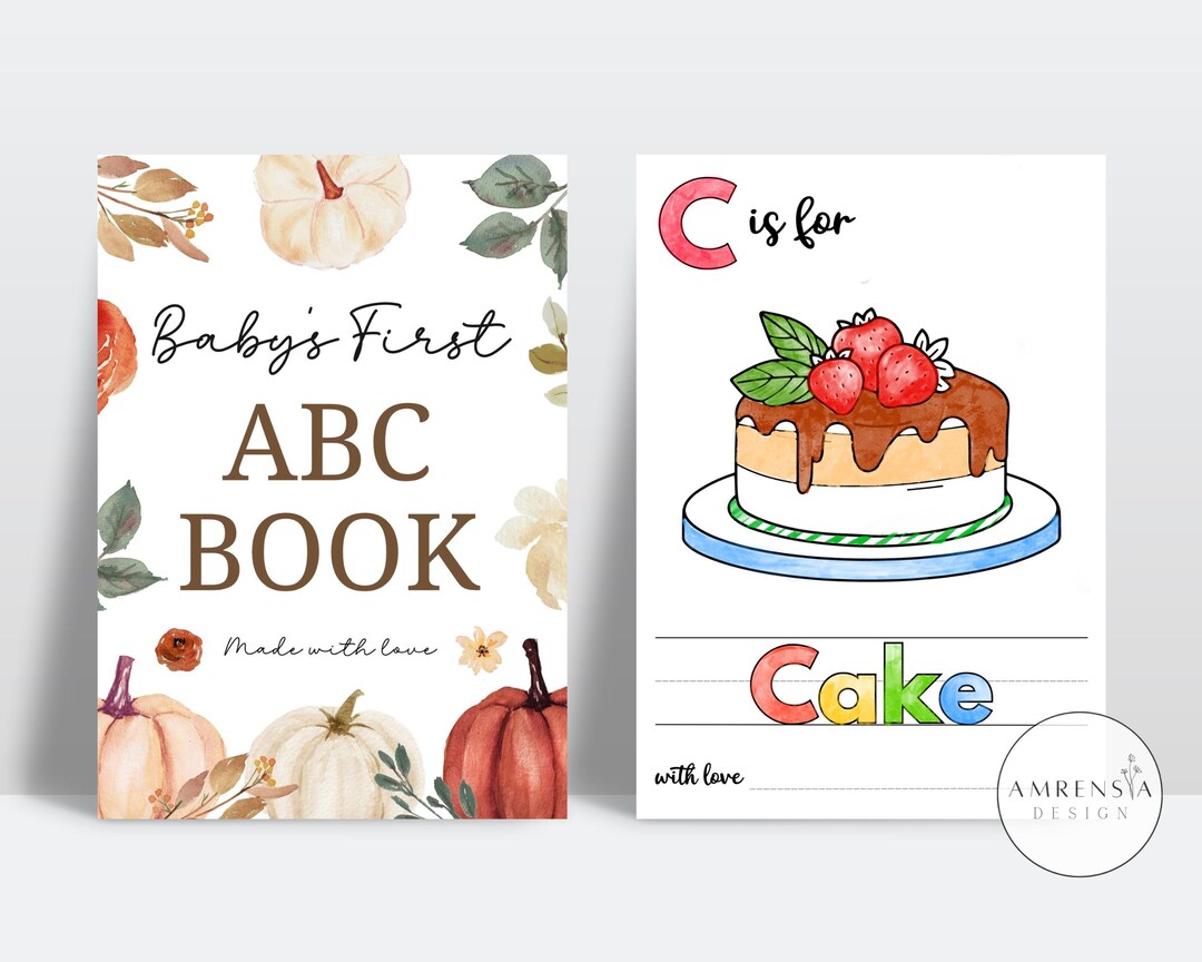 52 PAGES ABC Baby Shower Coloring Book, Baby's First ABC Book, Rustic ...