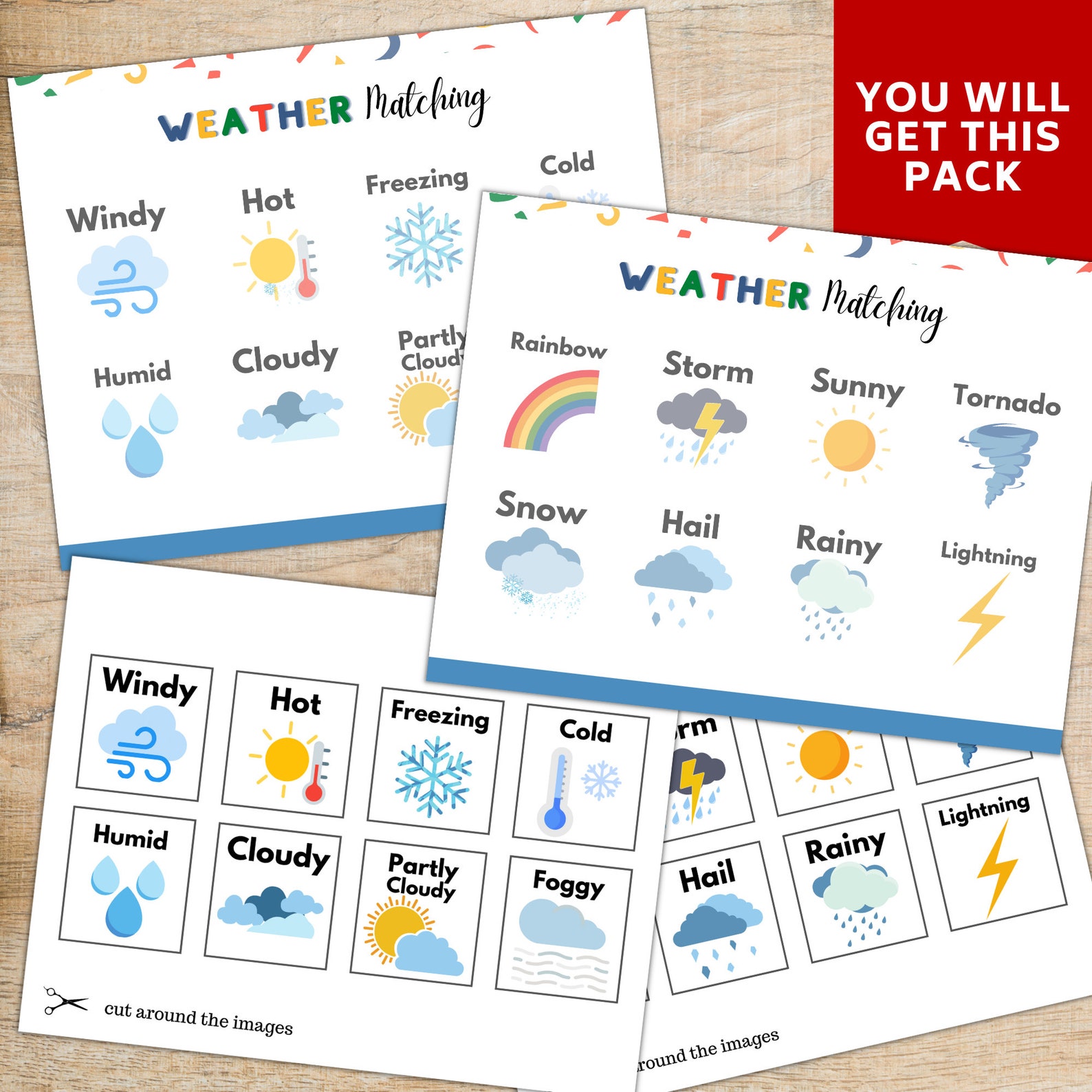 Weather Matching Activity for Toddler, Inperson Learning, EYFS ...