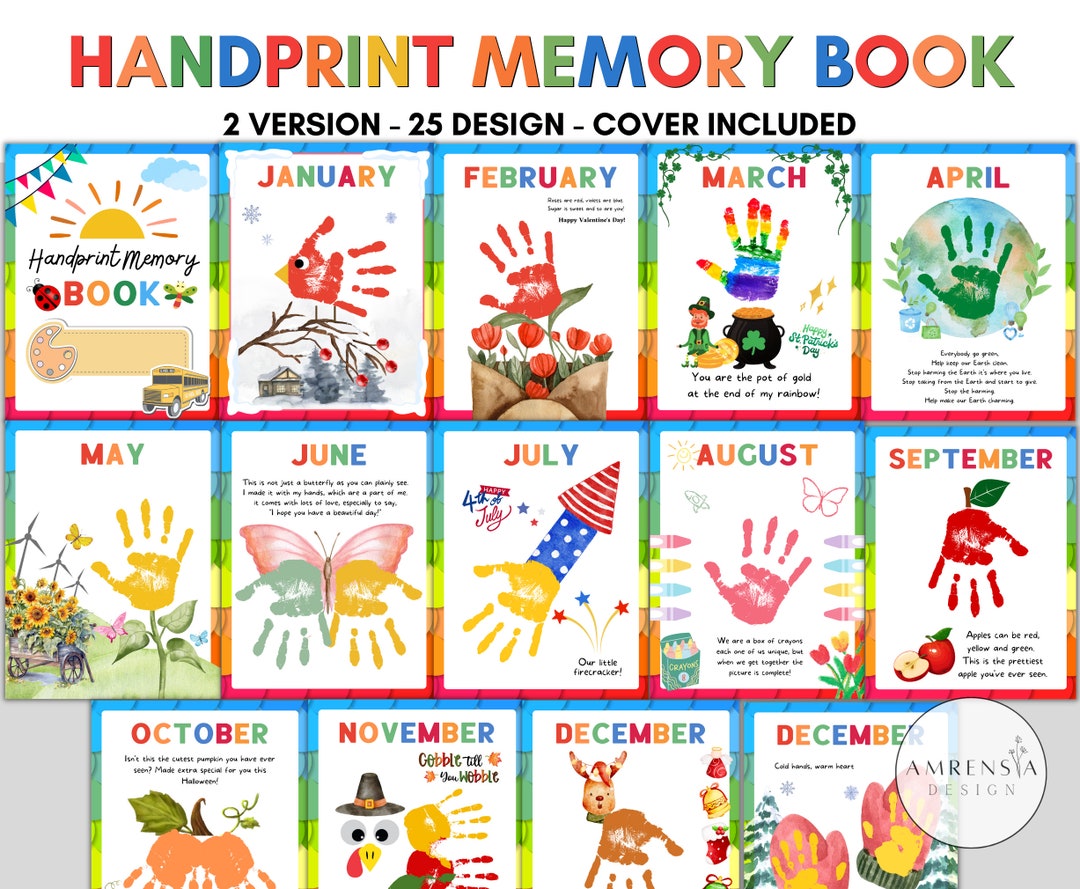25 DESIGN Handprint Memory Book Printable for Prek, Preschool ...