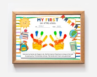 First Day of Preschool Handprint Art, First Day of School, Handprint ...