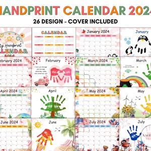 26 Design Handprint Calendar ,handprint Memory Book Printable for Prek ...