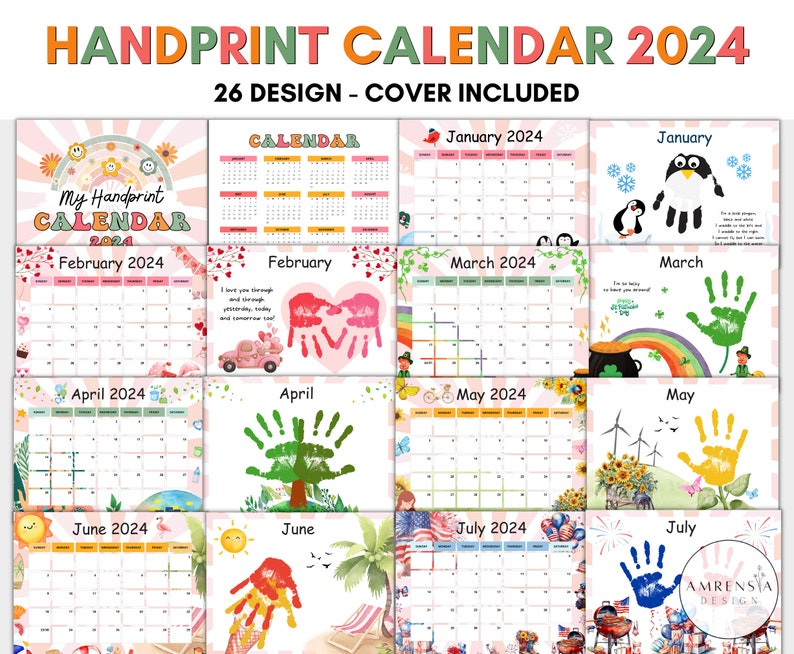 26 Design Handprint Calendar ,handprint Memory Book Printable for Prek ...