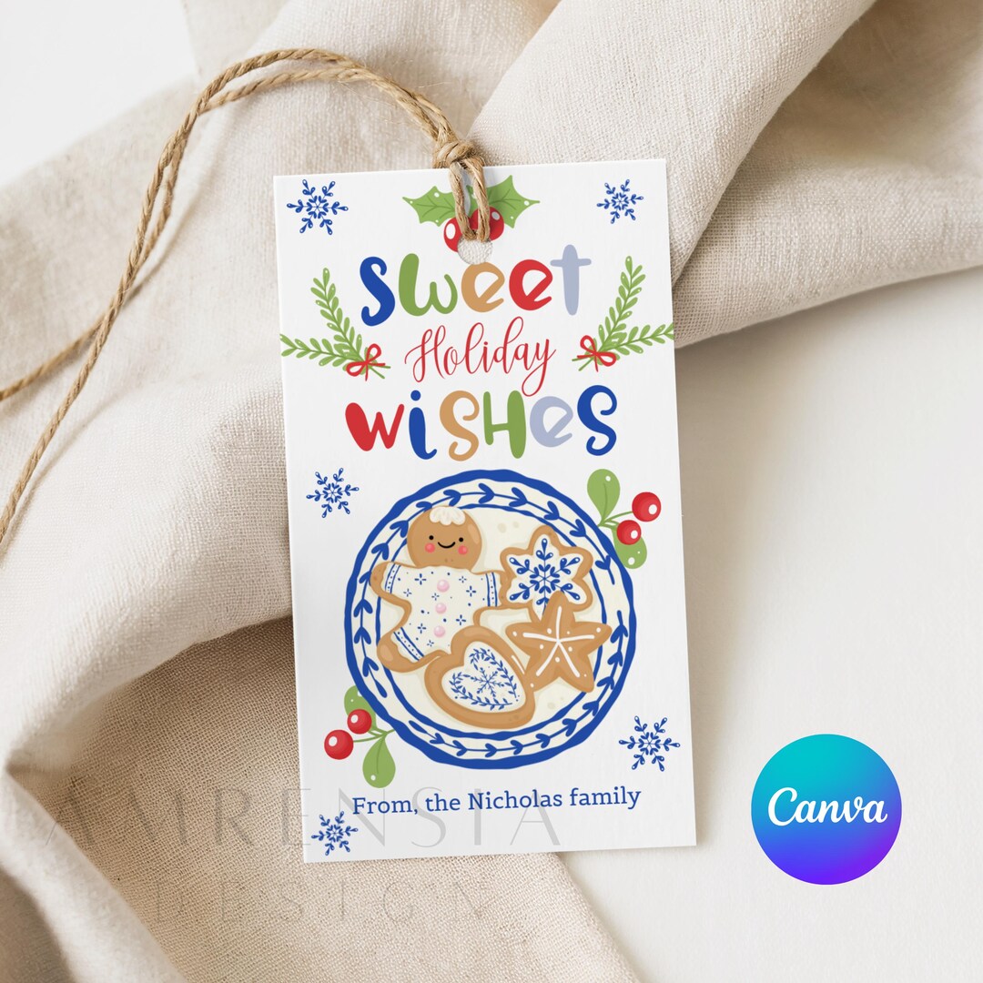 EDITABLE Sweet Holiday Wishes Candy Treat Favor Tags, Holiday Homemade ...